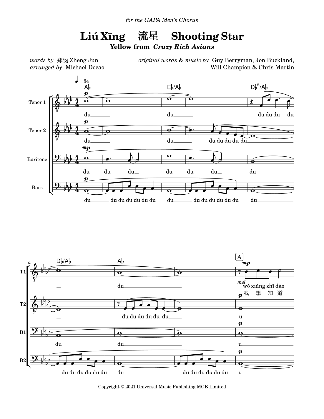 Shooting Star (arr. Michael Docao) par Guy Berryman Partitions pour ...