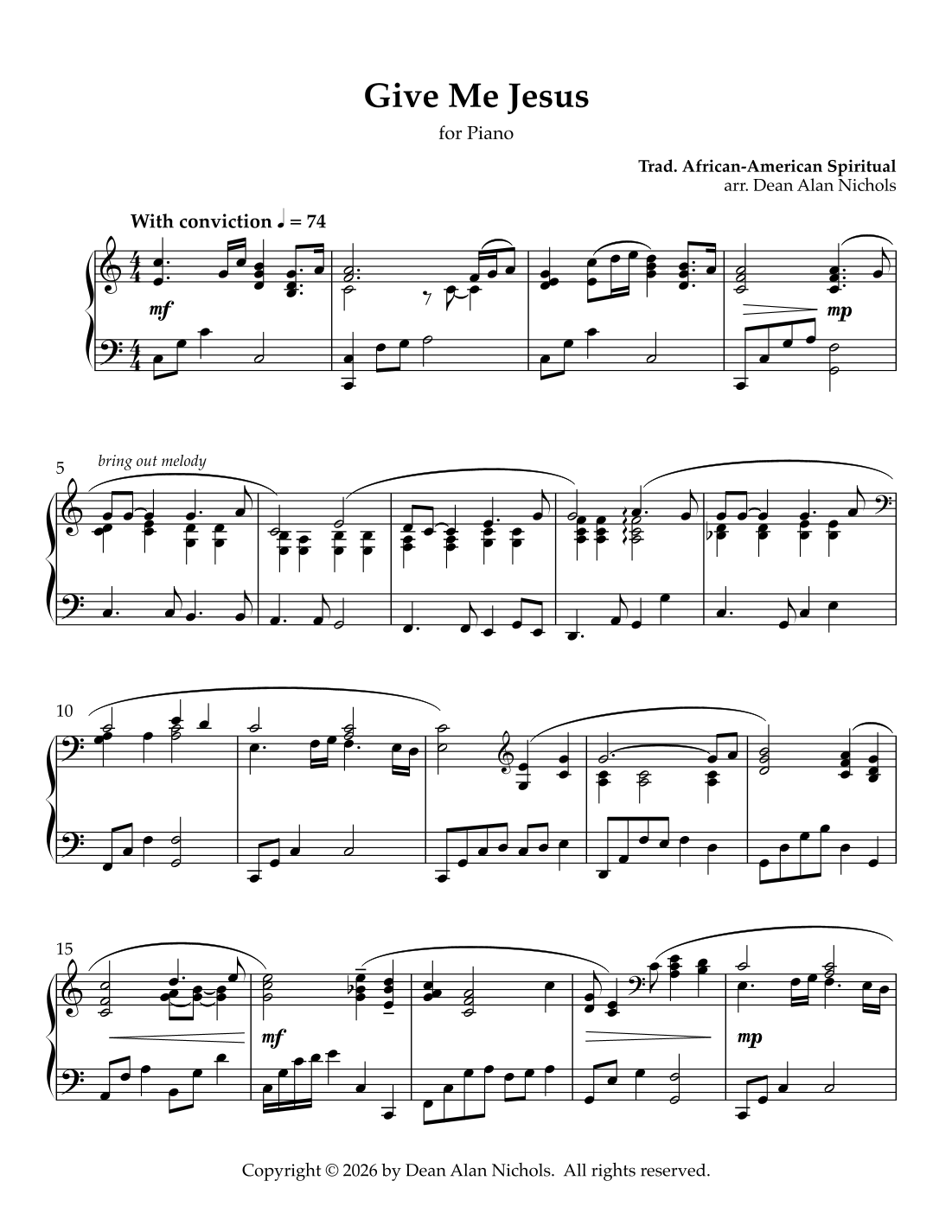 Give Me Jesus (arr. Dean Alan Nichols) by Traditional African-American ...