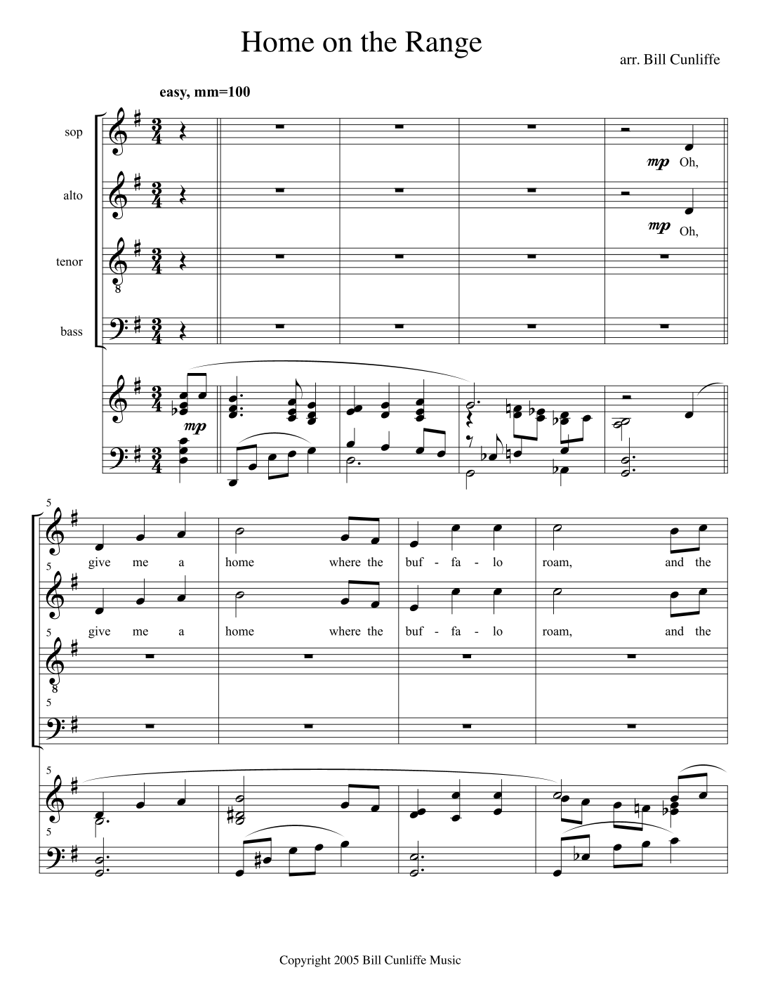 Home on the Range (arr. Bill Cunliffe) by Bill Cunliffe Sheet Music for ...