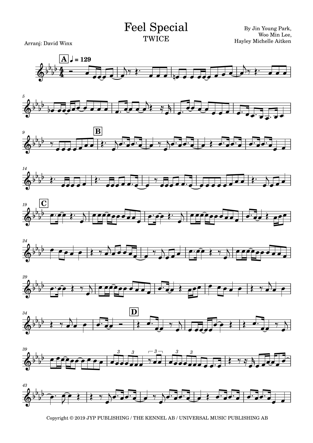 Feel Special (arr. David Winx) by Shin Hyo Bum Sheet Music for ...