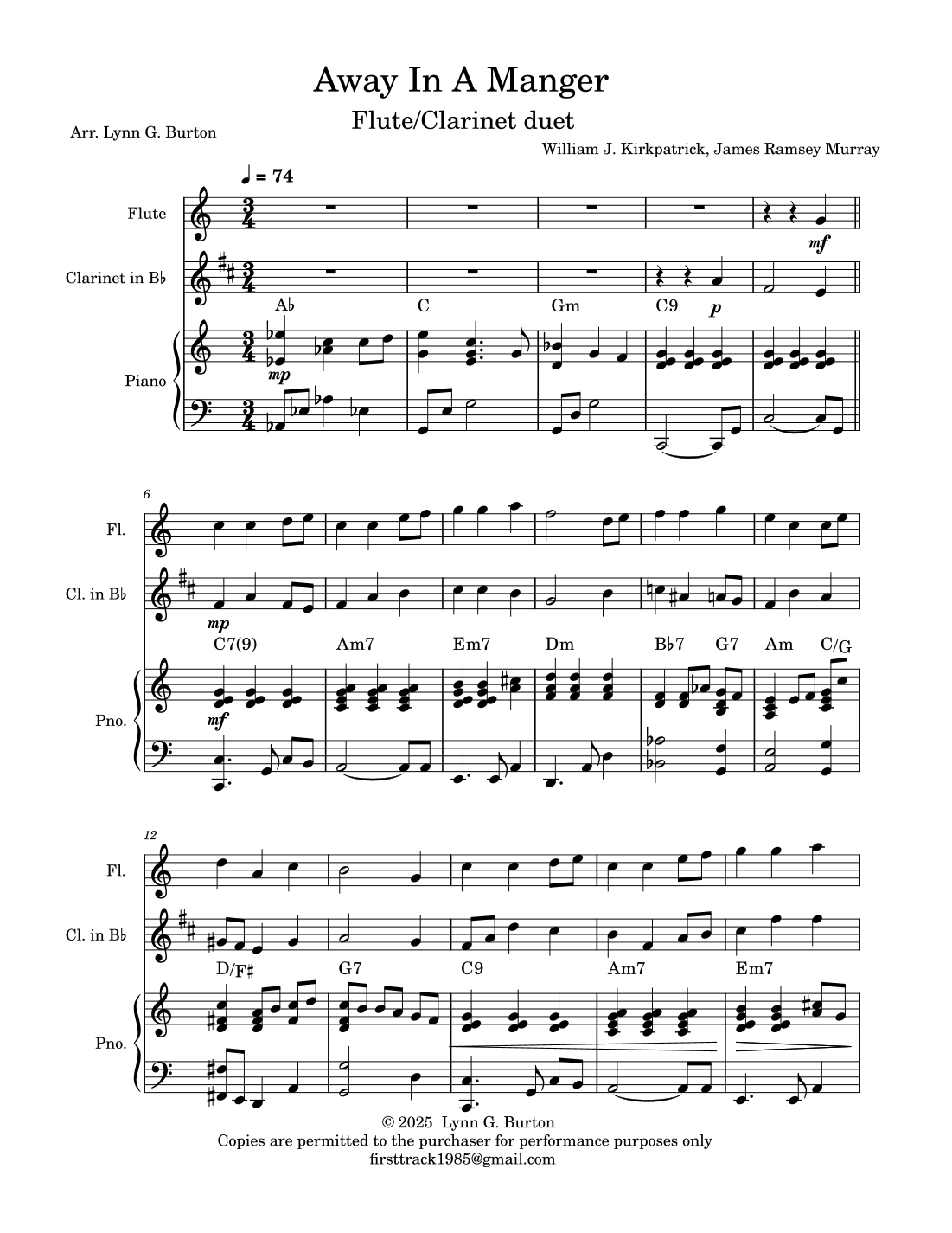 Away In A Manger (arr. Lynn G. Burton) by William J. Kirkpatrick, James ...