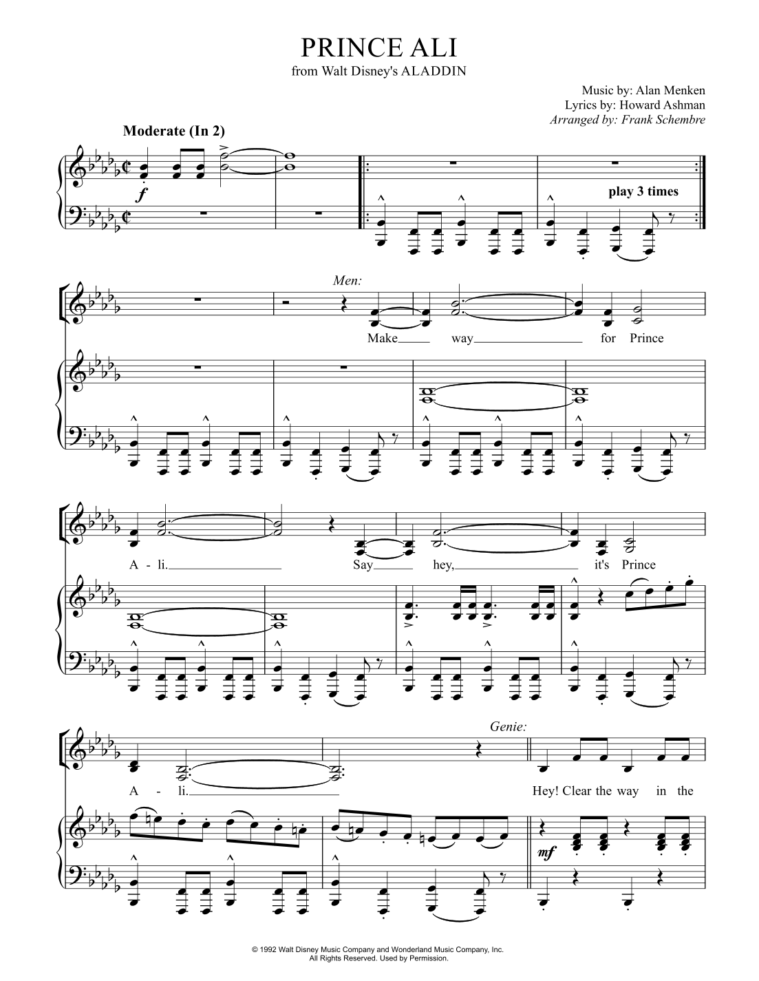 Prince Ali (arr. Frank Schembre) par Howard Ashman Partitions pour ...