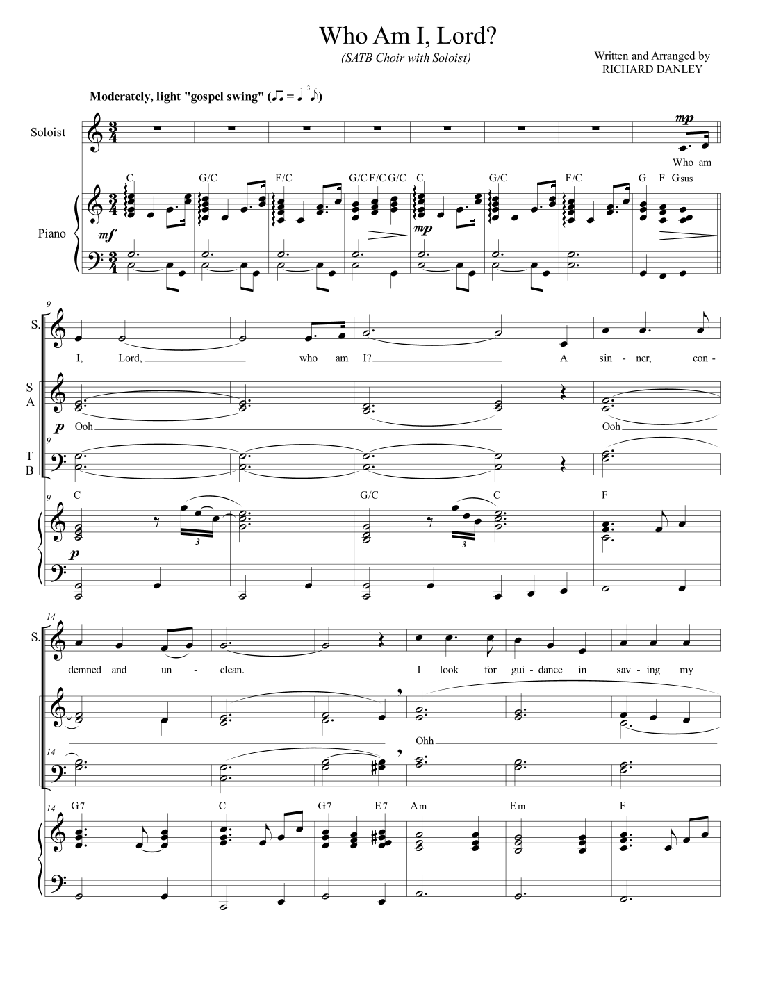 Who Am I, Lord? by Larry Mudd and MCOC Chorus Sheet Music for SATB ...