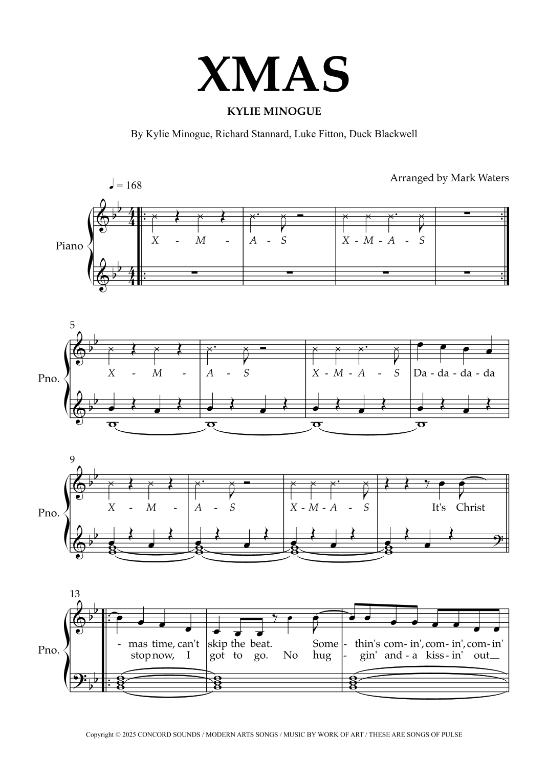 Xmas (arr. Mark Waters by Luke Fitton Sheet Music for Easy Piano at ...