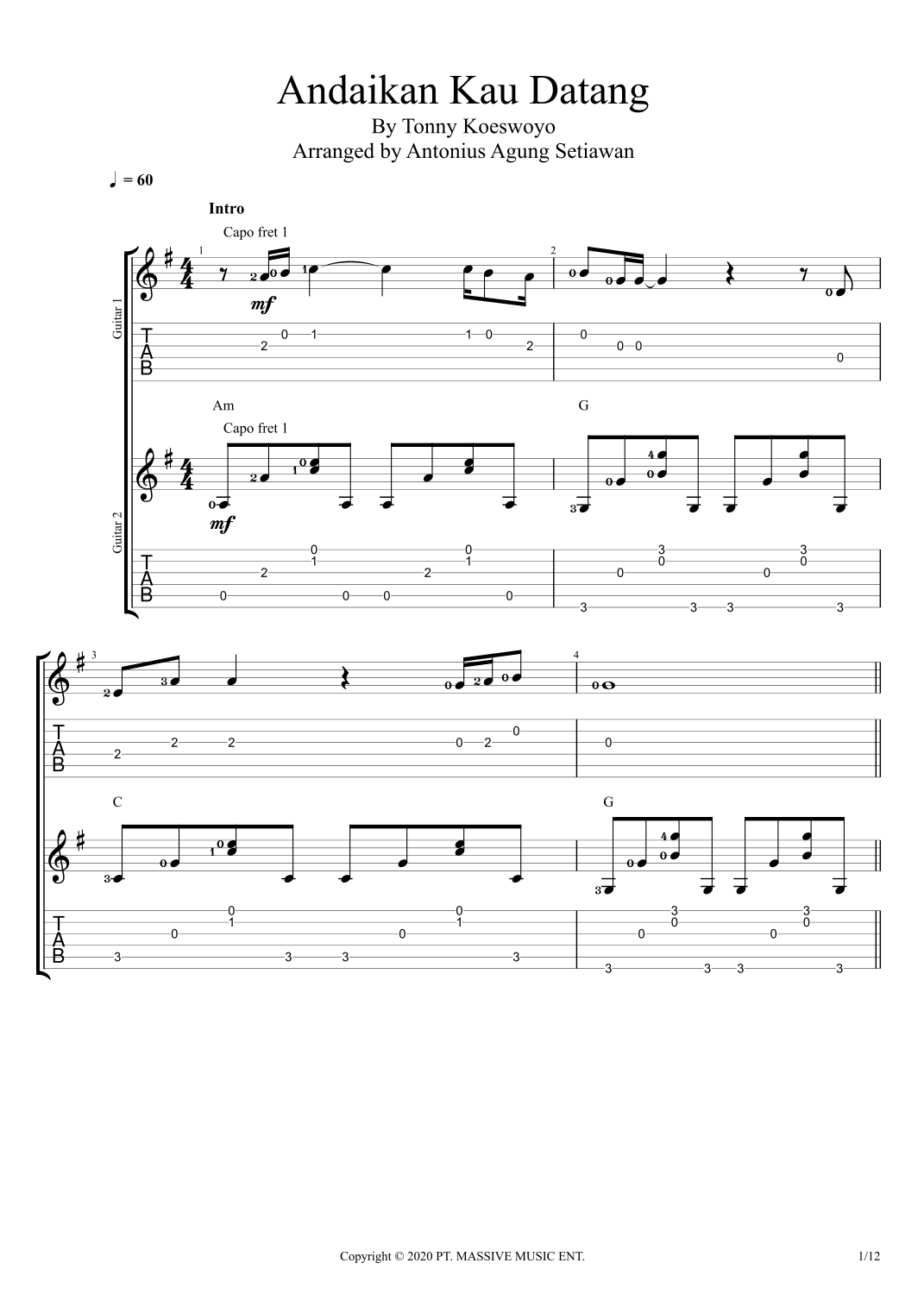 Andaikan Kau Datang (arr. Antonius Agung Setiawan) by Tonny Koeswoyo ...
