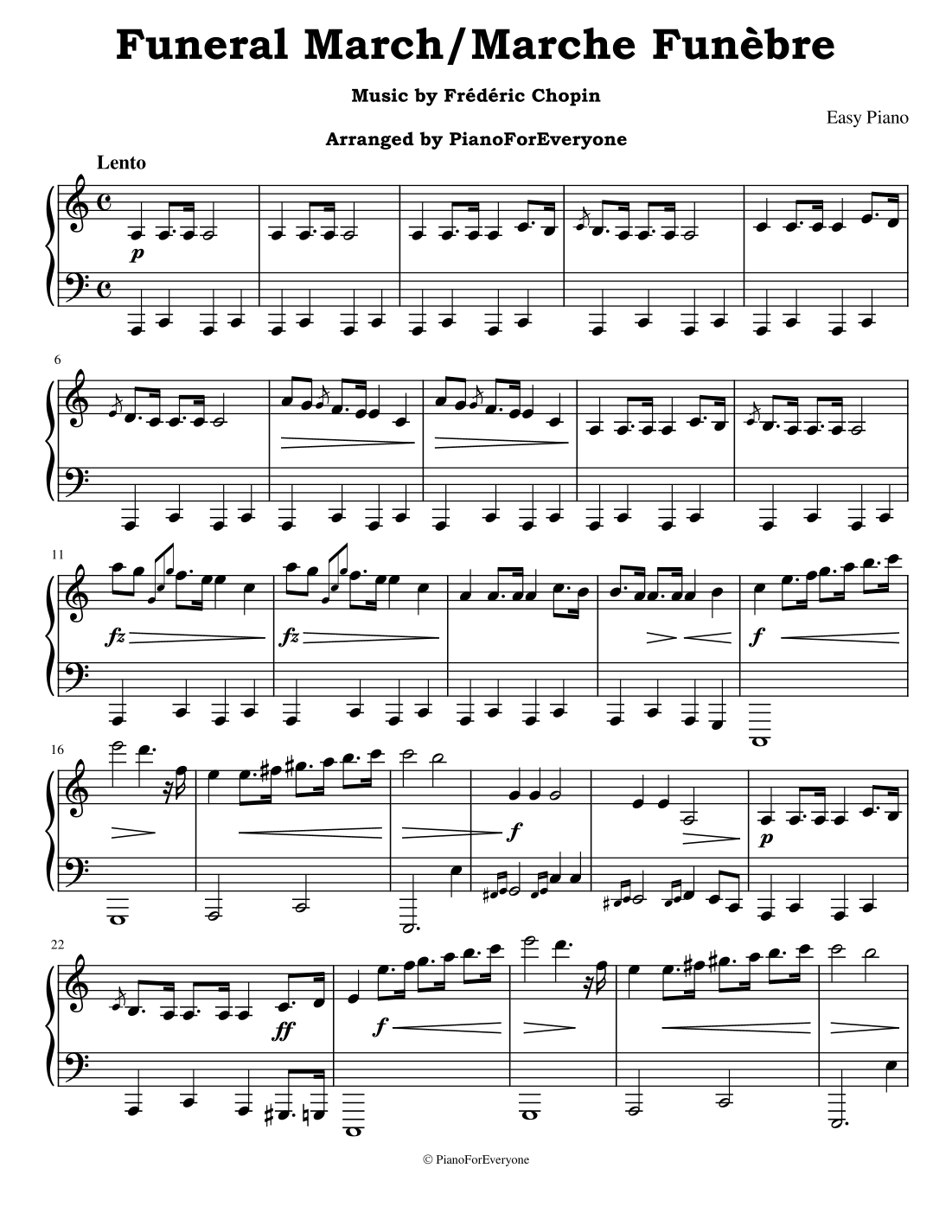 Funeral March/Marche Funèbre - Chopin (Easy Piano) (arr ...