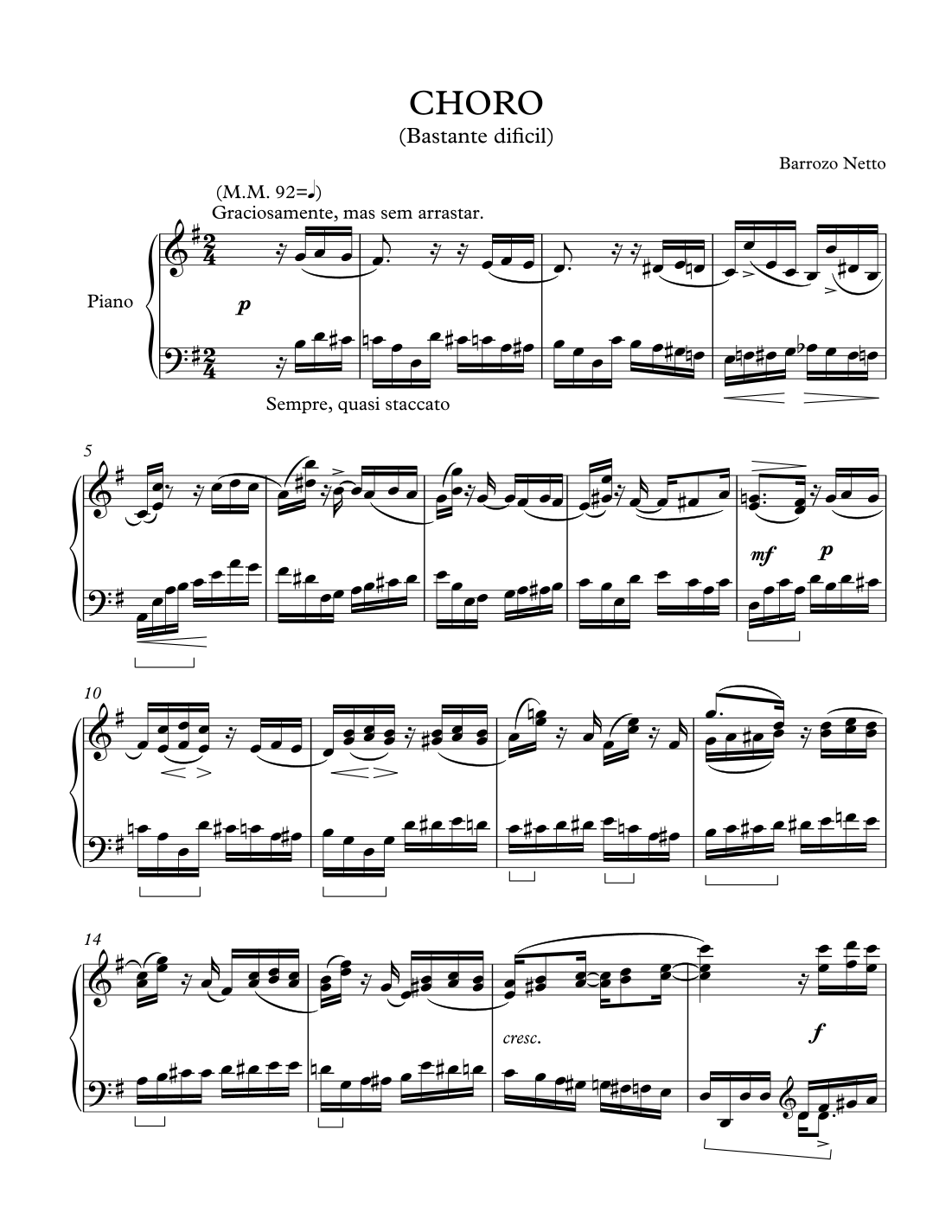 CHORO (arr. Luiz C Teixeira) Sheet Music | Belkiss Carneiro de Mendonça ...