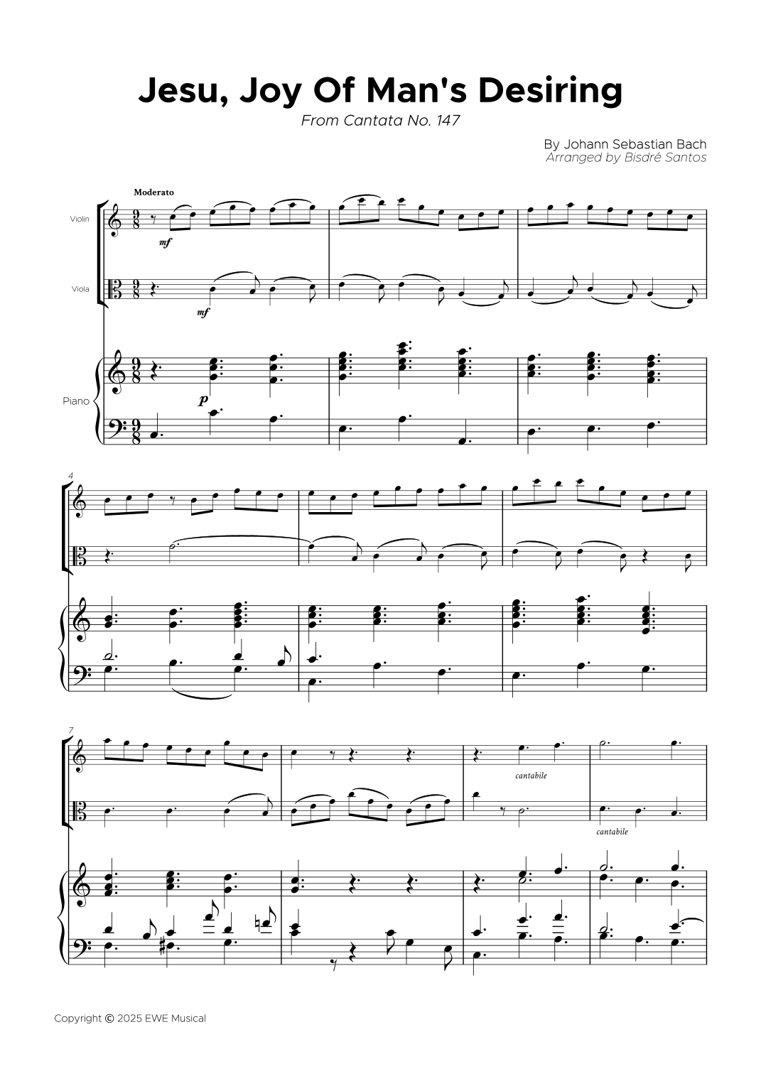 Jesu, Joy of Man's Desiring by J. S. Bach Sheet Music for Instrumental ...