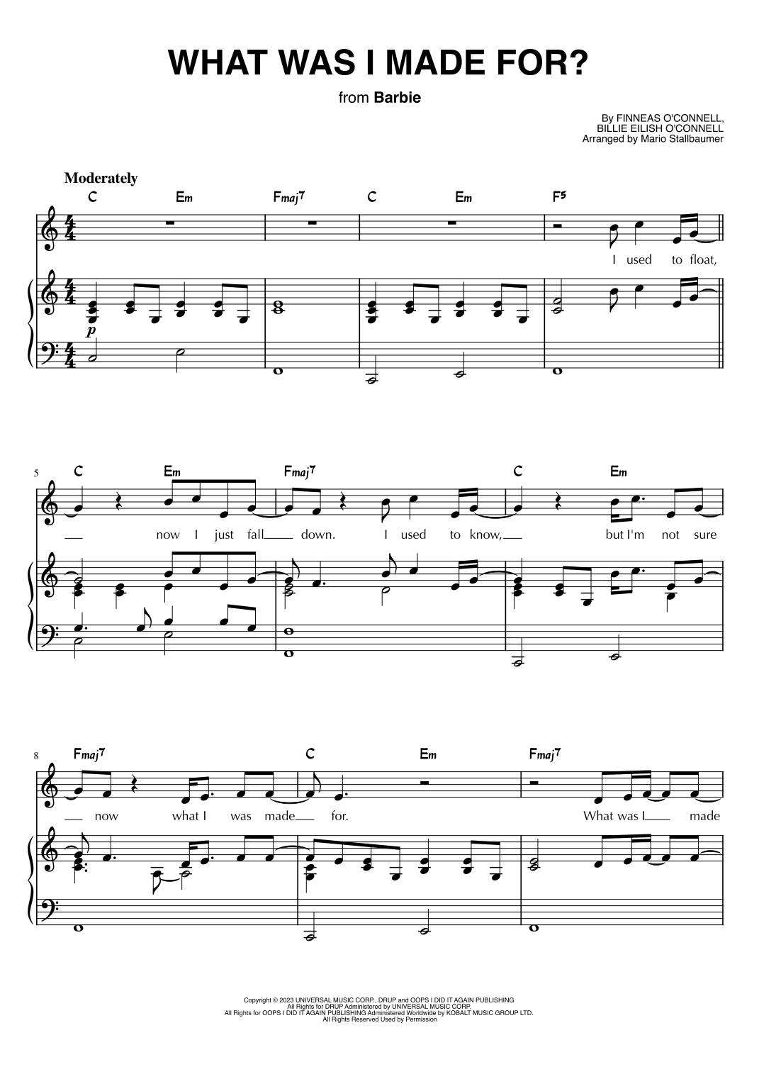 What Was I Made For? (arr. Mario Stallbaumer) by Billie Eilish Sheet ...