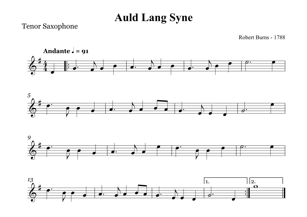 Auld Lang Syne (arr. Wesley S. SIlva) by Robert Burns Sheet Music for ...