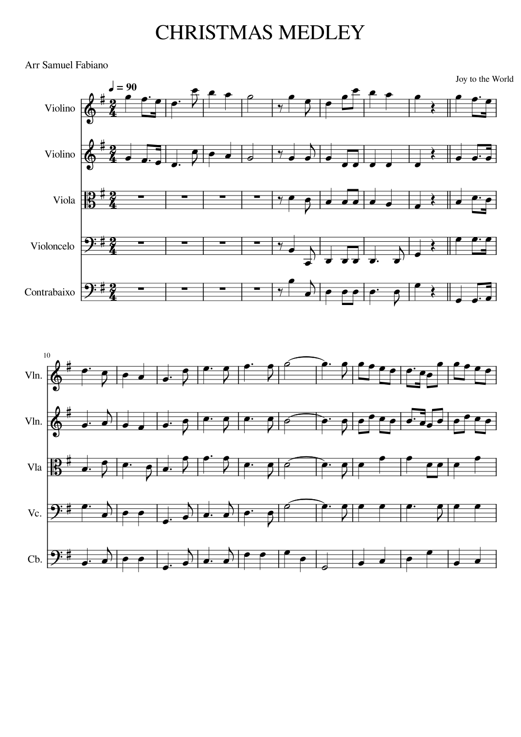 Christmas Medley for Strings by Samuel Sheet Music for String Ensemble ...