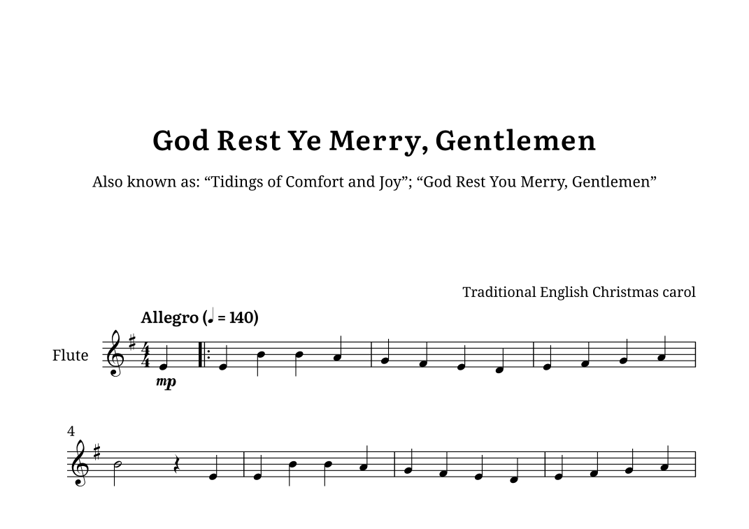 God Rest Ye Merry, Gentlemen – Flute (E minor) (arr. D. M. Scores) by ...
