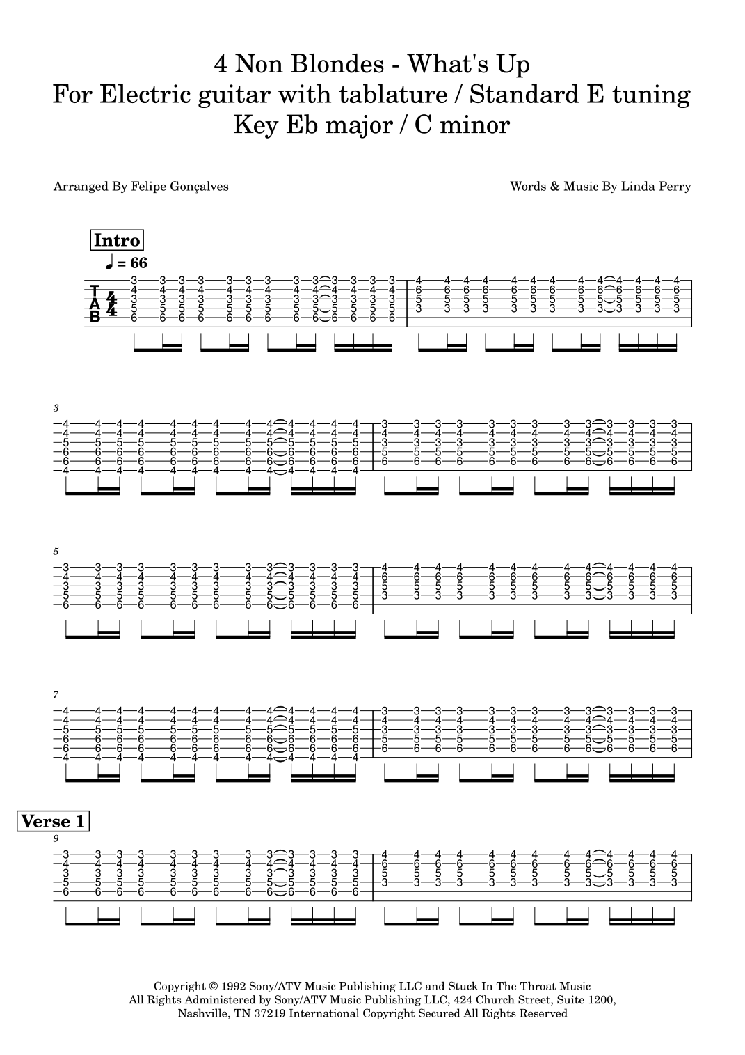What's Up (arr. Felipe Gonçalves) by 4 Non Blondes Sheet Music for Easy ...