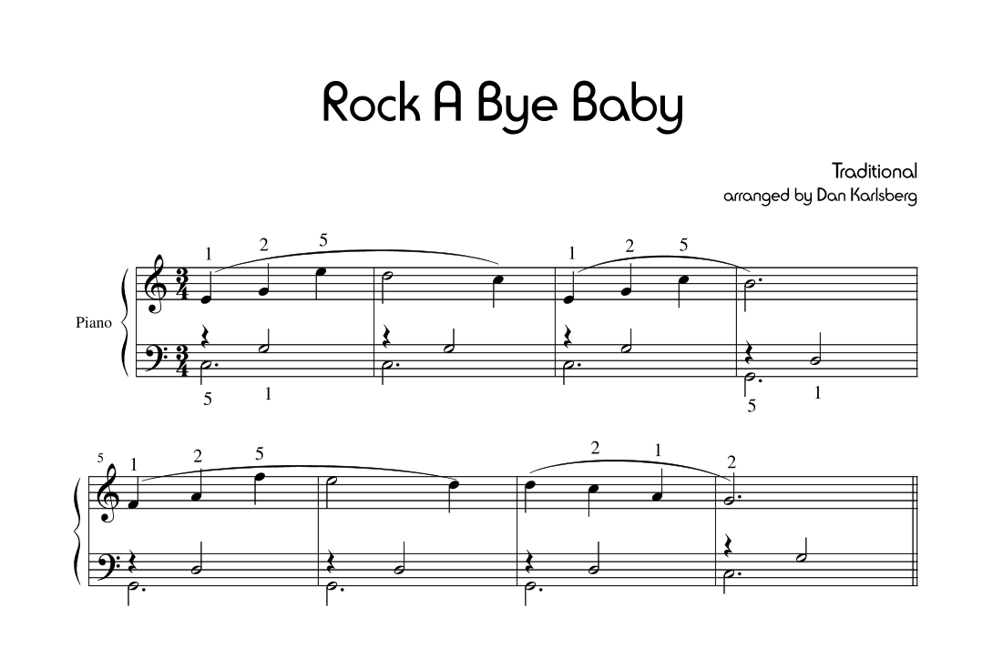 Rock-A-Bye Baby (arr. Dan Karlsberg) by Traditional Sheet Music for ...