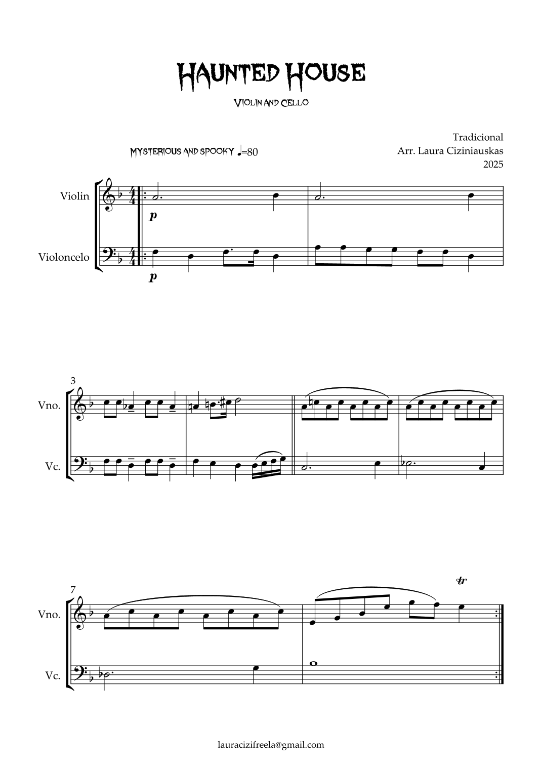 Haunted House – Easy Halloween Violin and Cello Duo | Spooky Beginner ...