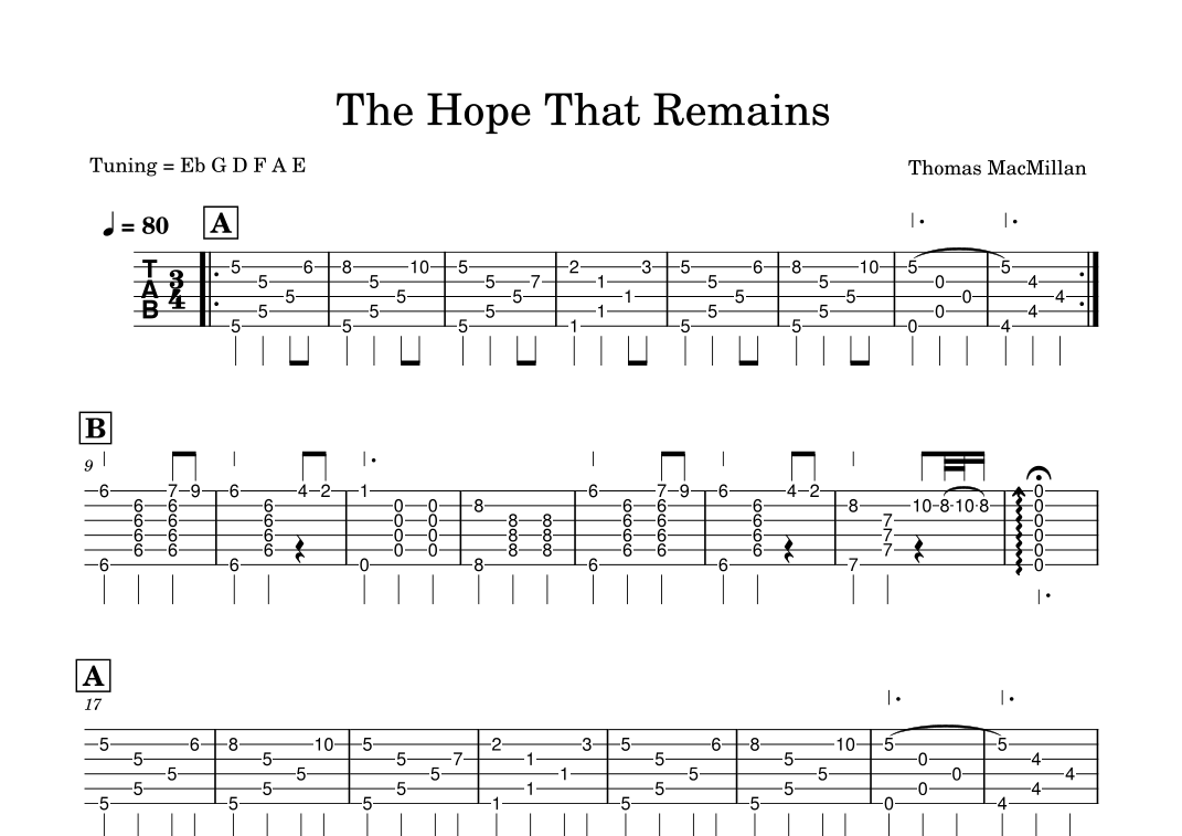The Hope That Remains (Guitar Tab) by Thomas MacMillan Sheet Music for ...