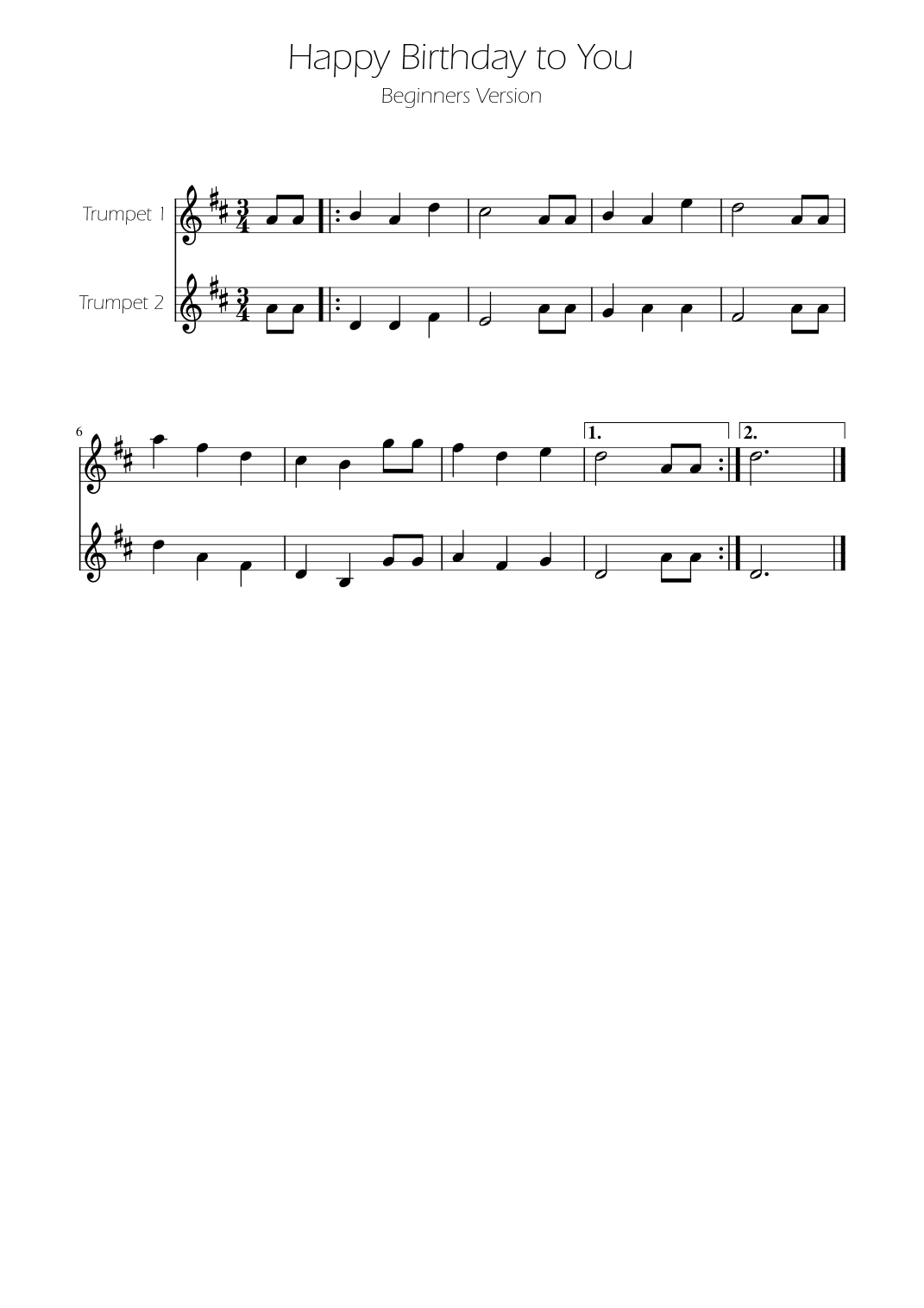 Happy Birthday to You - Trumpet Duet (arr. Ygor Nunes) by Public Domain ...