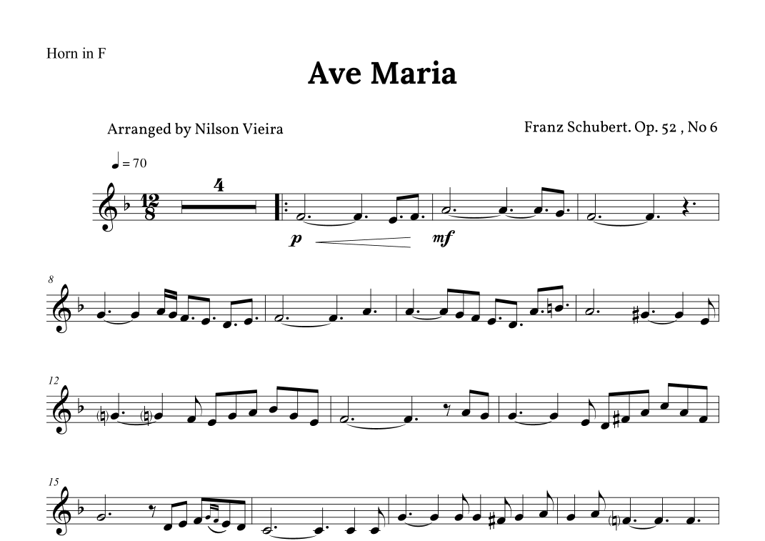 Ave Maria - Franz Schubert - French Horn Solo (arr. Nilson de Melo ...