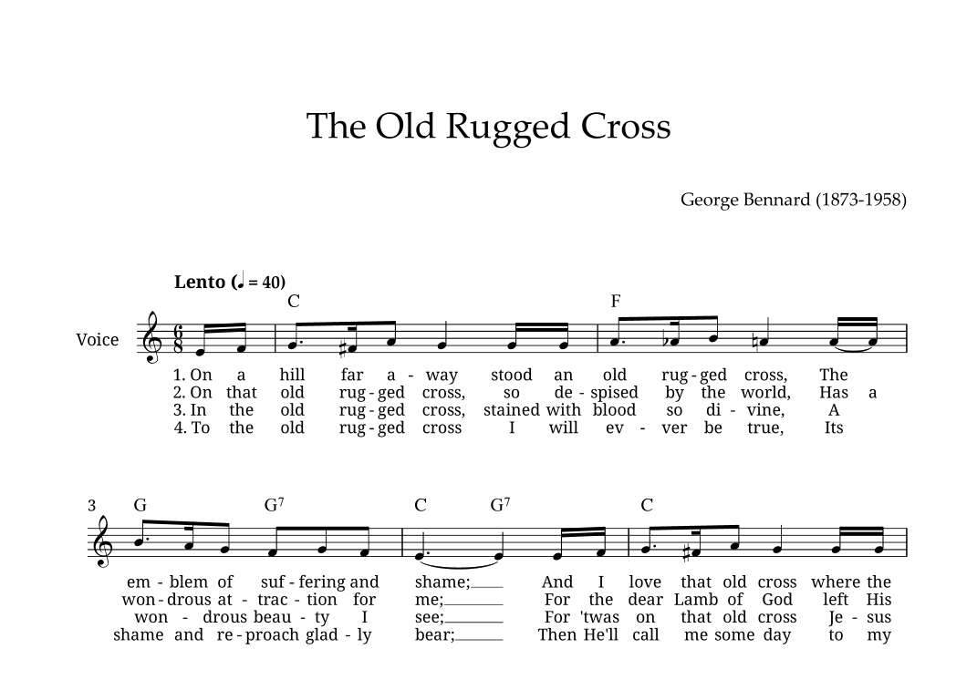 The Old Rugged Cross (arr. D. Music Scores) por George Bennard Partituras para Lead Sheet / Fake ...