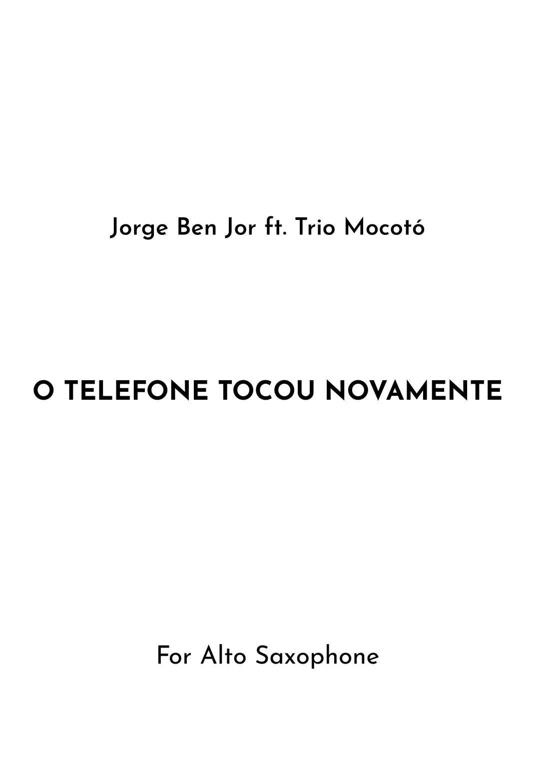 O Telefone Tocou Novamente (arr. Jireh J.) by Jorge Lima Menezes Sheet ...