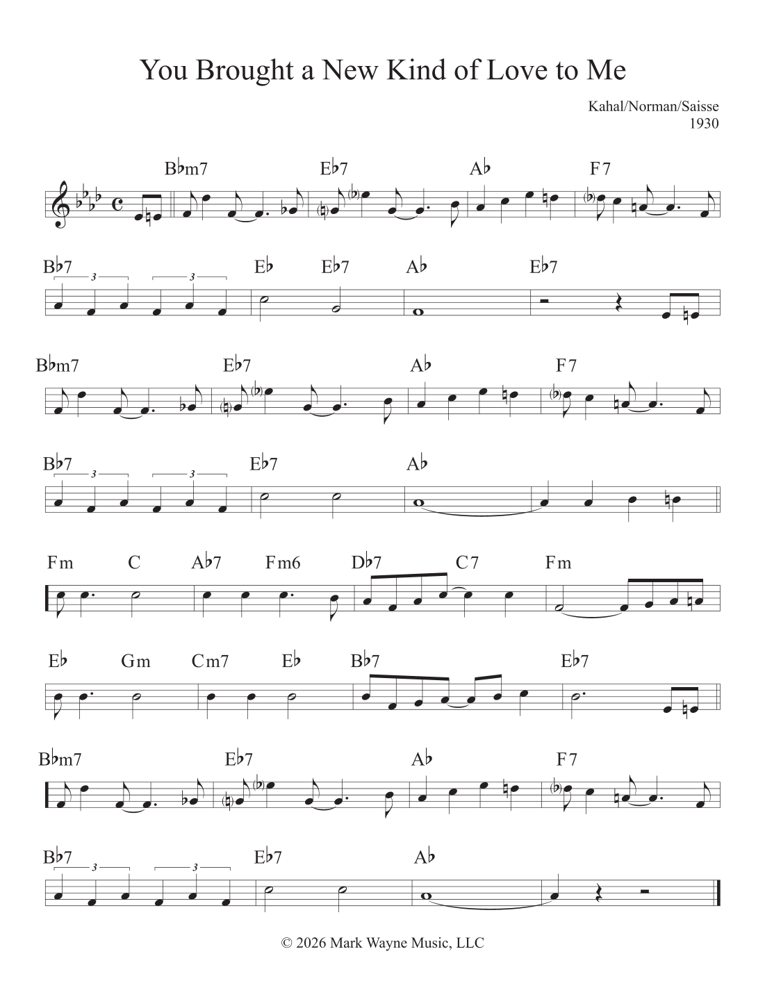 You Brought a New Kind of Love to Me (arr. Mark W. Huxhold) by Pierre ...