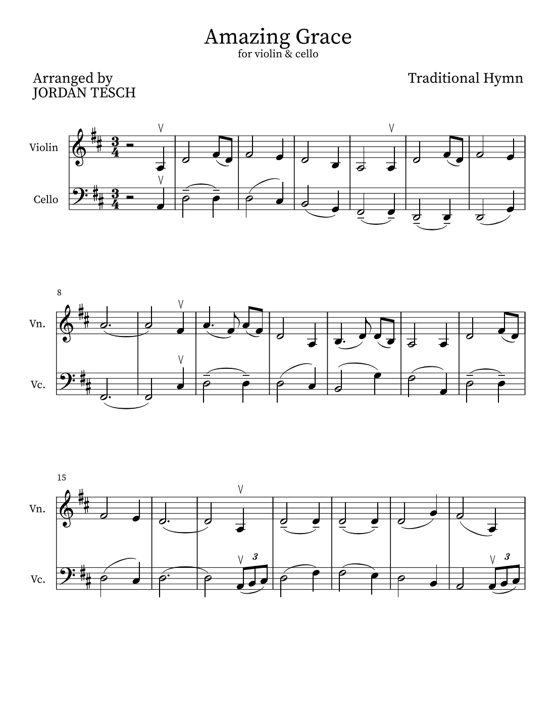 Amazing Grace (arr. Jordan Tesch) by Traditional Hymn Sheet Music for ...