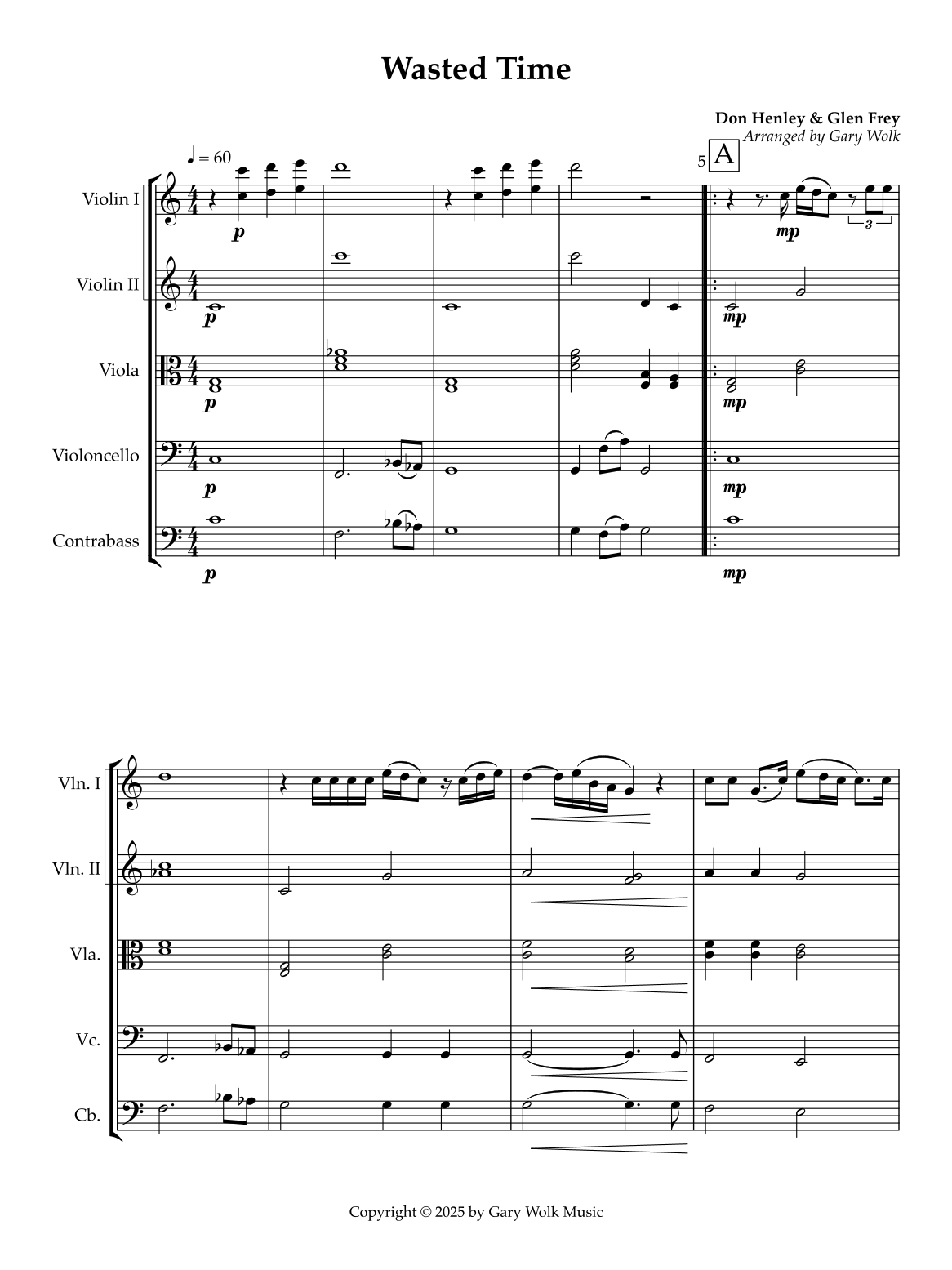 Wasted Time (arr. Gary Wolk) by Eagles Sheet Music for Orchestra at ...