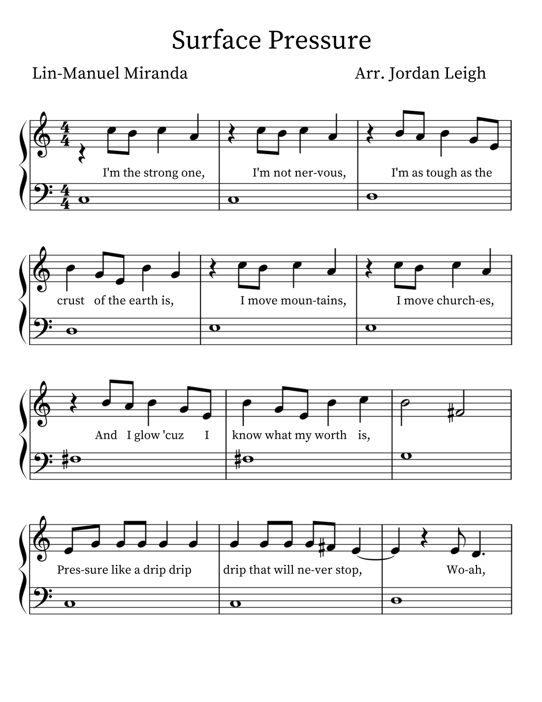 Surface Pressure (arr. Jordan Leigh) by Jessica Darrow Sheet Music for ...