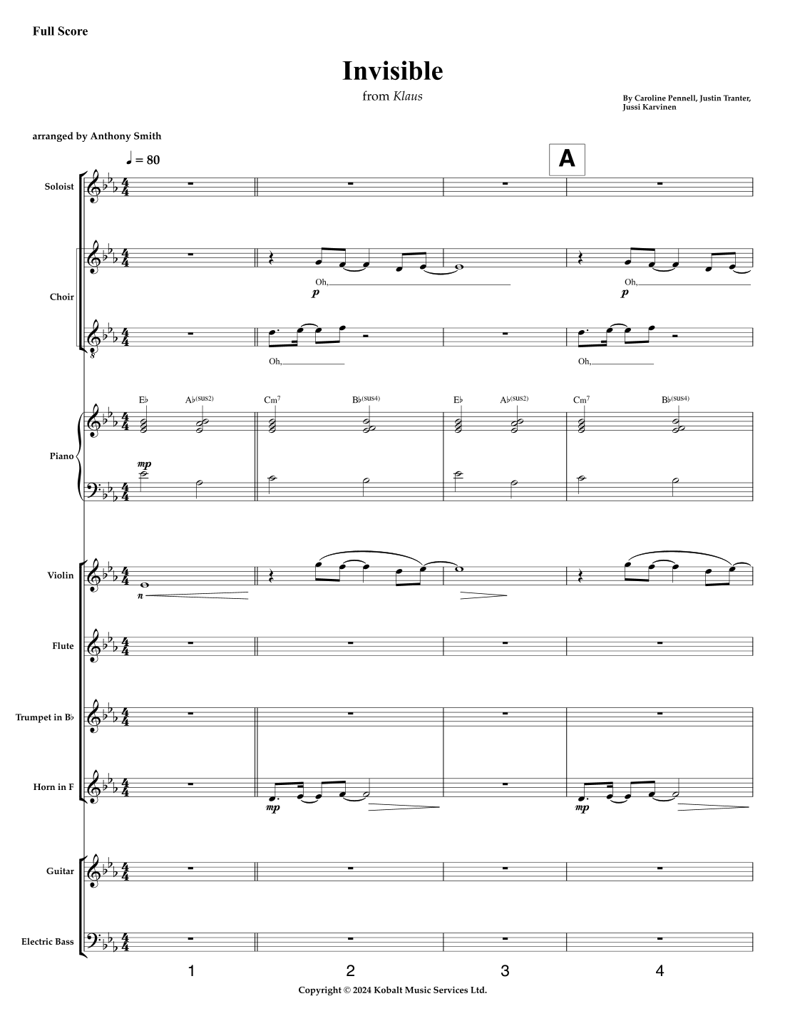 Invisible (arr. Anthony Smith) by Zara Larsson Sheet Music for ...