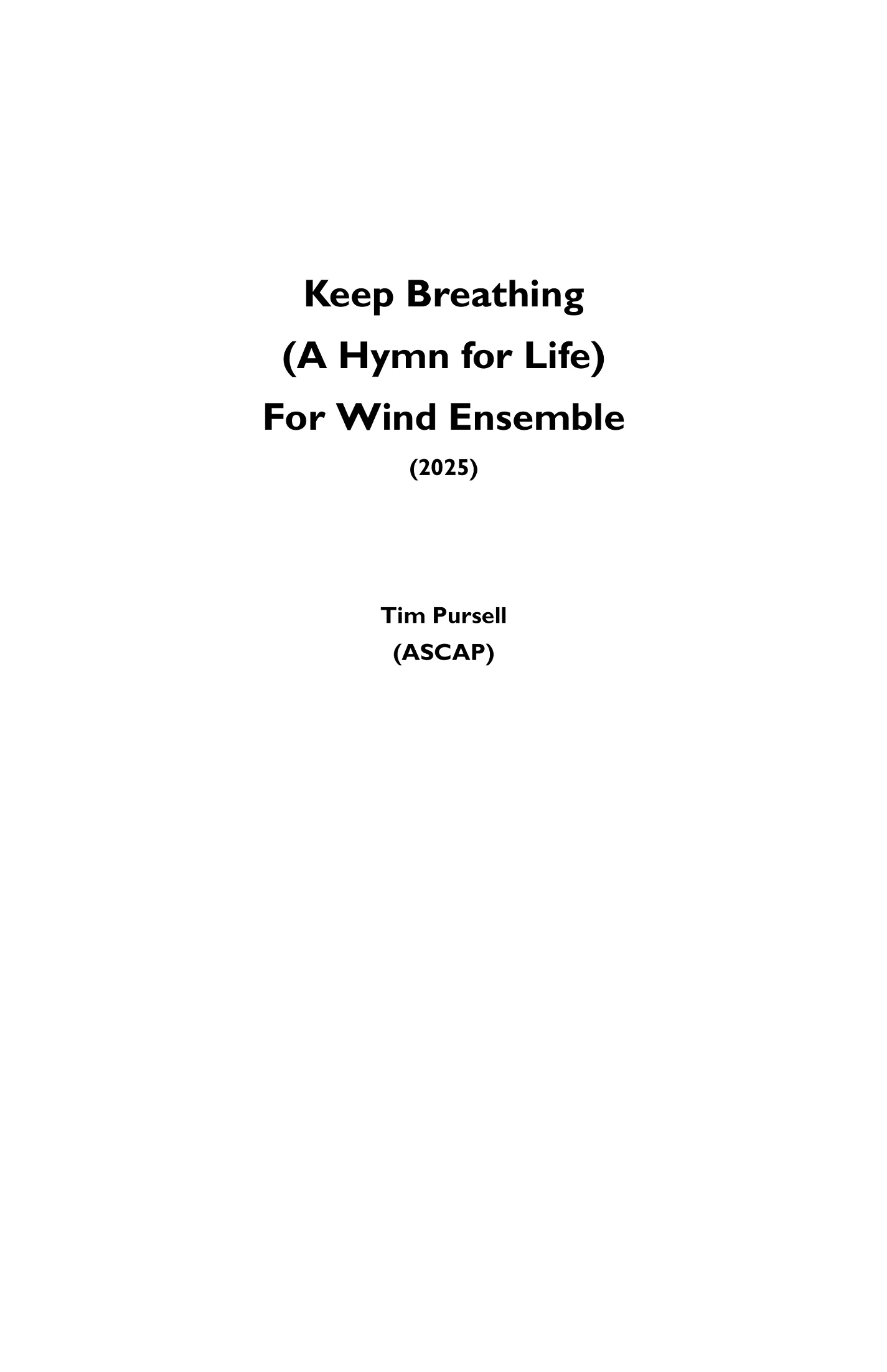 Keep Breathing (A Hymn for Life) by Timothy Pursell Sheet Music for ...