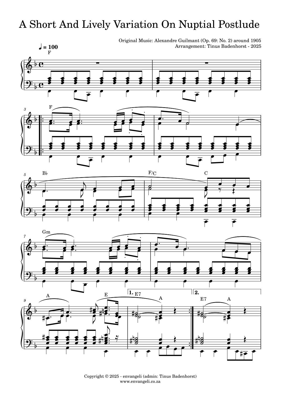 A Short And Lively Variation On Nuptial Postlude (arr. Tinus Badenhorst ...