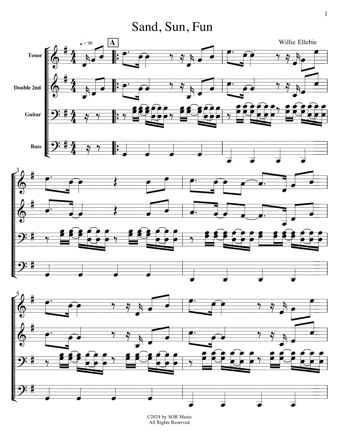 Sand, Sun, Fun - Score Only by Willie Ellebie Sheet Music for ...