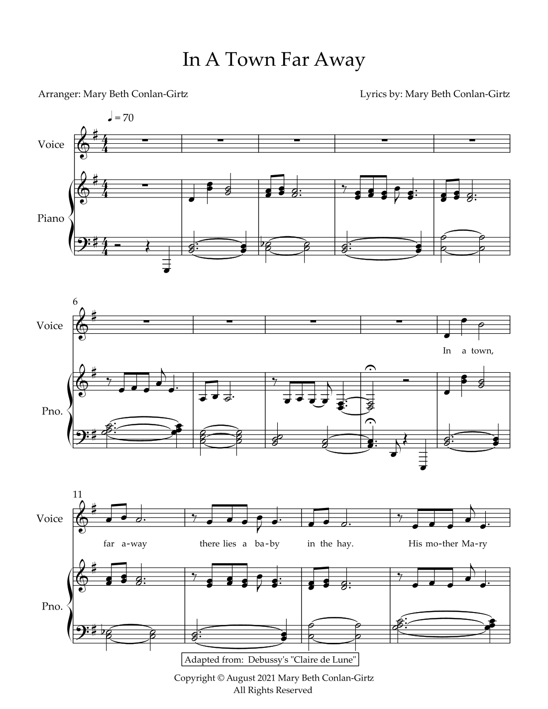 In A Town Far Away (Solo) by Mary Beth Conlan-Girtz Sheet Music for ...