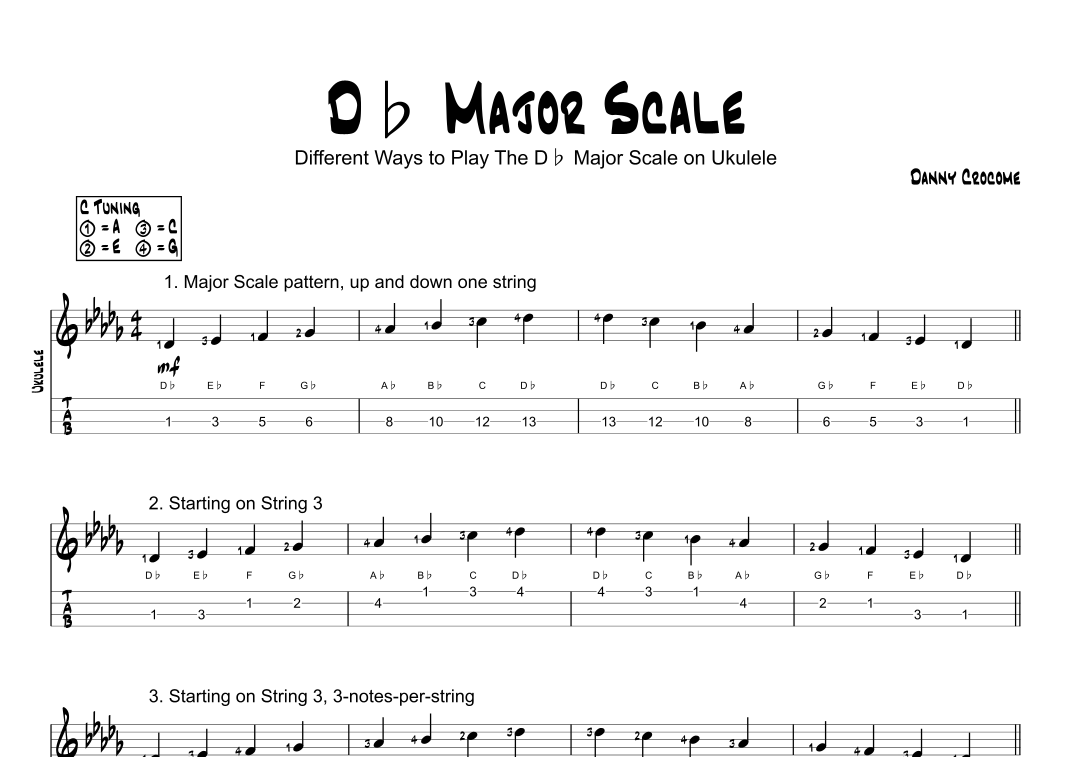 Db Major Scale for Ukulele (Different Ways to Play) by Traditional ...