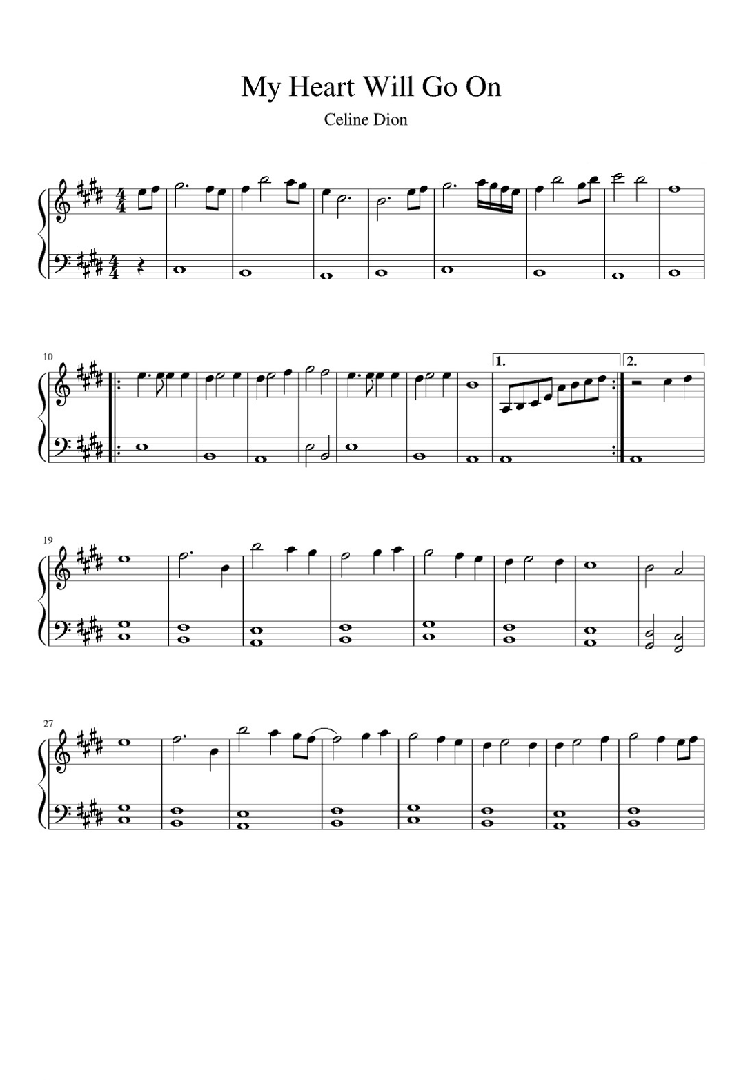 My Heart Will Go On (love Theme From 'titanic') (arr. Unknown) by ...