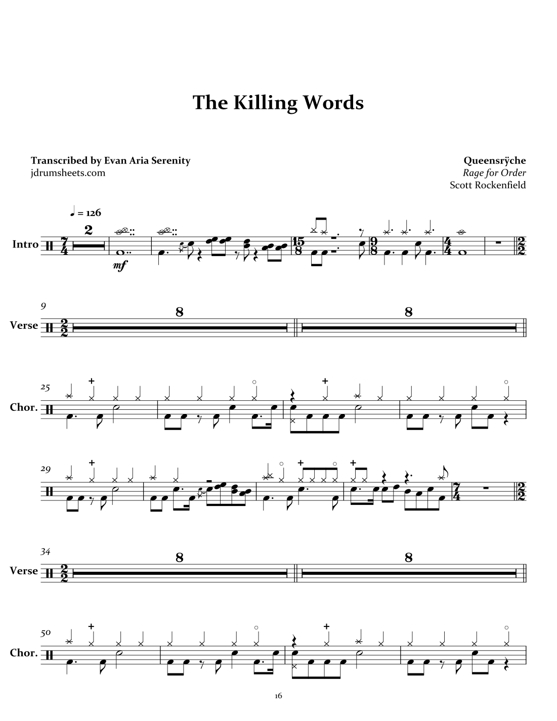 The Killing Words (arr. Evan Aria Serenity) by Christopher De Garmo ...