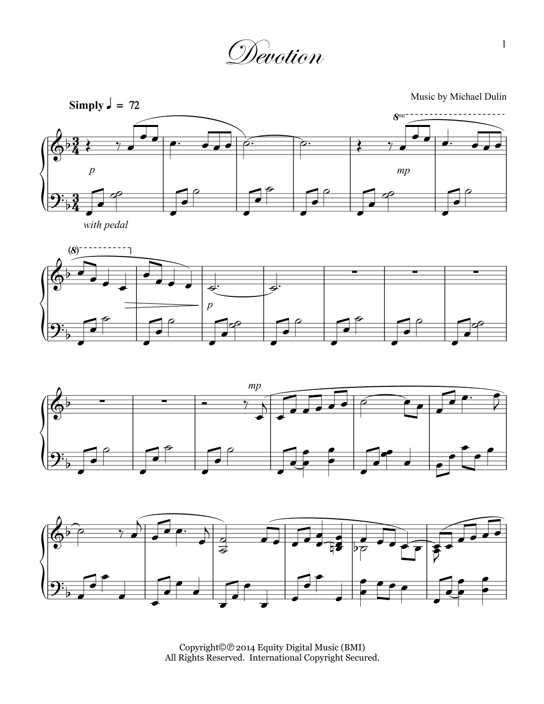 Devotion by Michael Dulin Sheet Music for Piano Solo at Sheet Music Direct