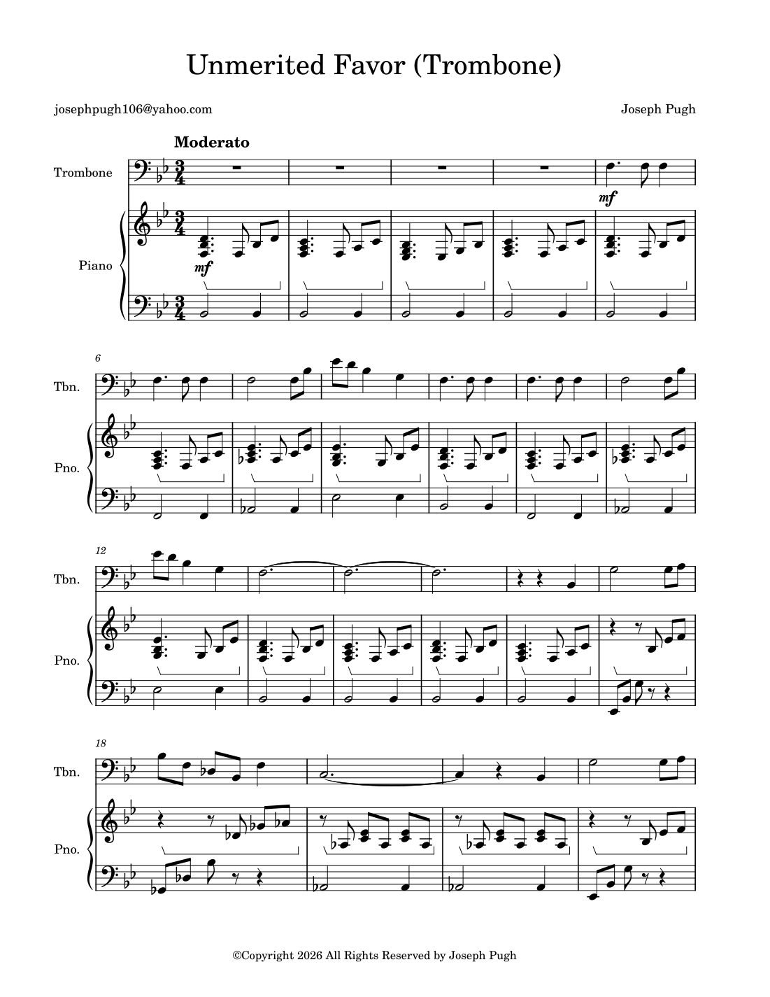 Unmerited Favor (Trombone Solo) by Various Sheet Music for Trombone and ...