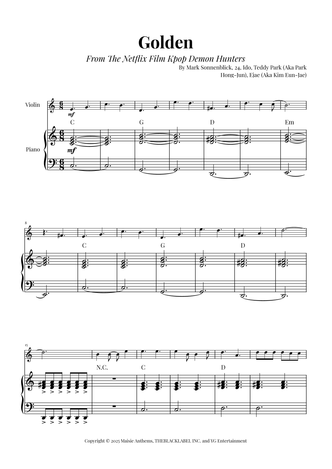 Golden (arr. Glauco Fernandes) by Huntr/X (Ejae, Audrey Nuna And Rei ...