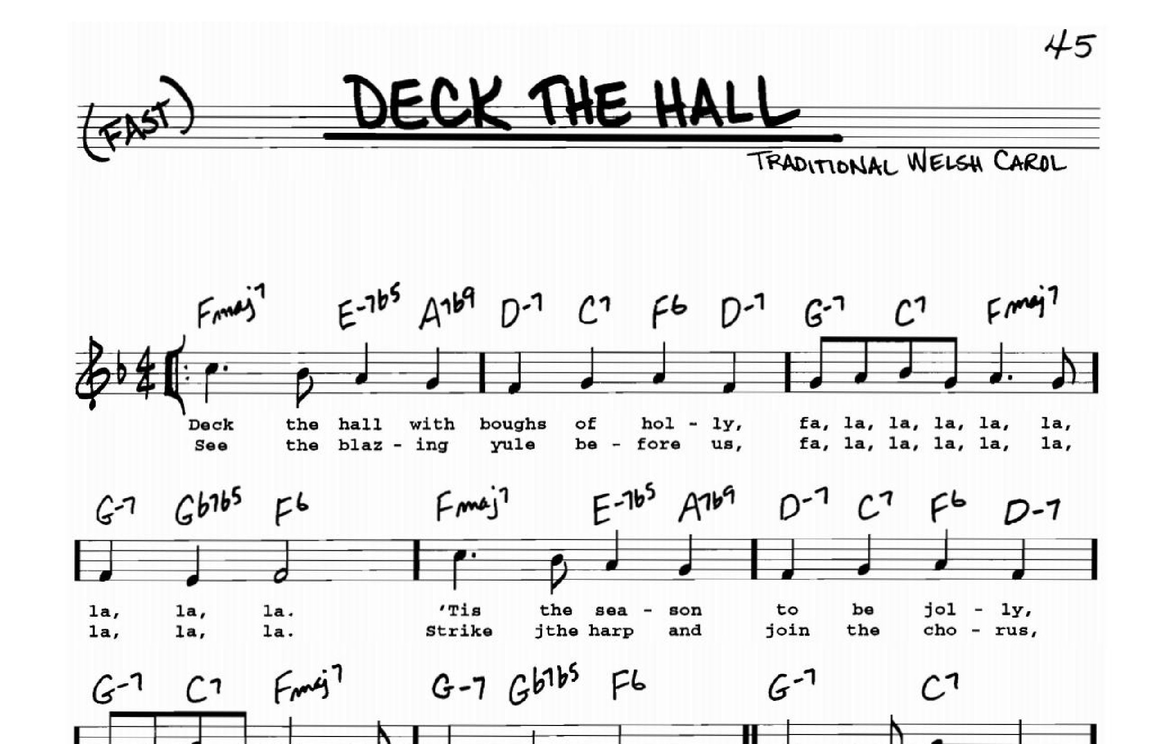 DECK THE HALL - Lead Sheet (arr. Traditional Welsh Carol) von ...