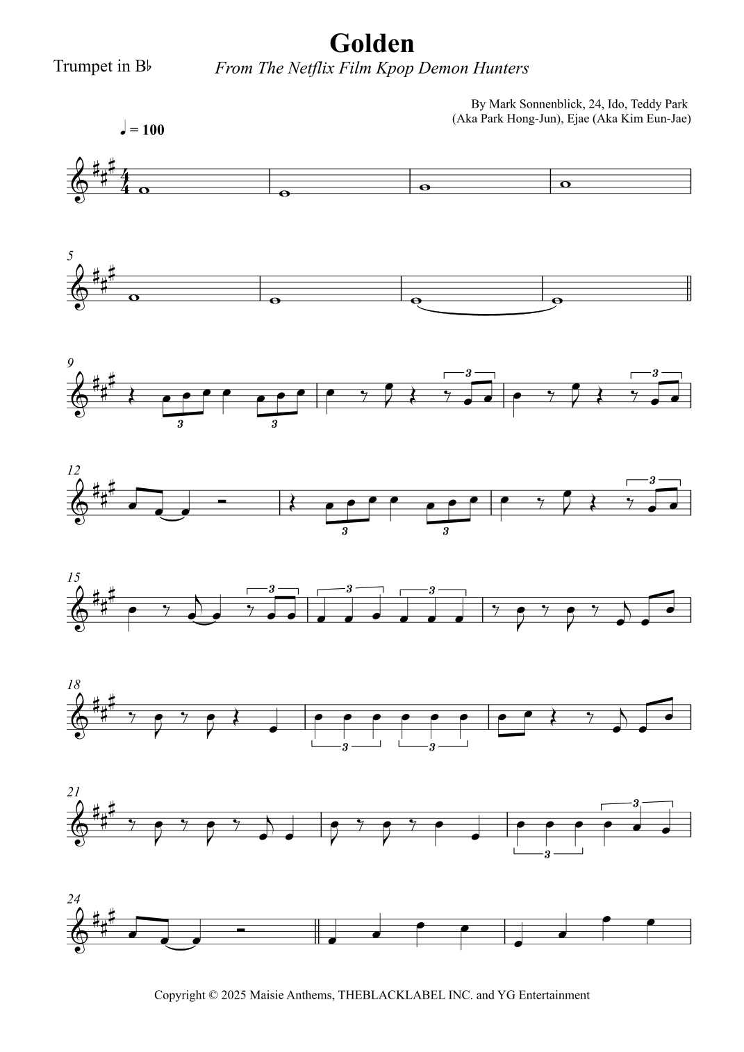 Golden (arr. Wesley S. SIlva) by Huntr/X (Ejae, Audrey Nuna And Rei Ami ...