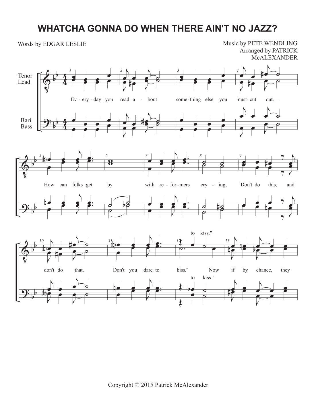 Whatcha Gonna Do When There Ain't No Jazz? (arr. Patrick McAlexander ...