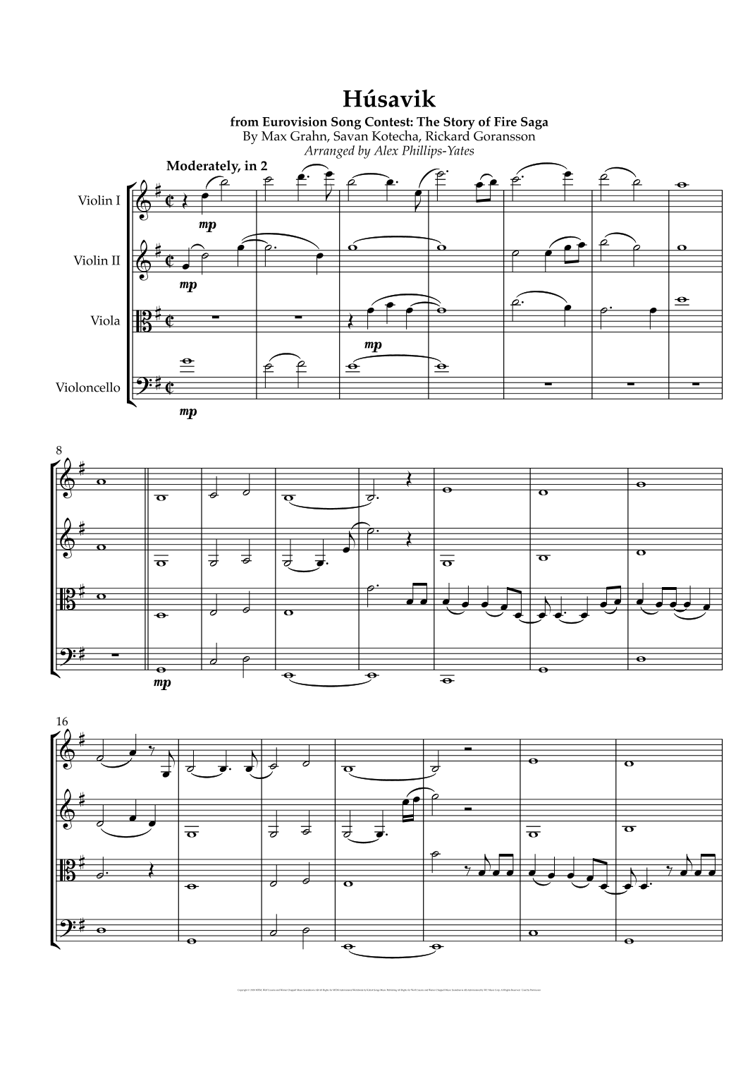 Husavik (arr. Alex Phillips-Yates) by Will Ferrell And Molly Sanden ...