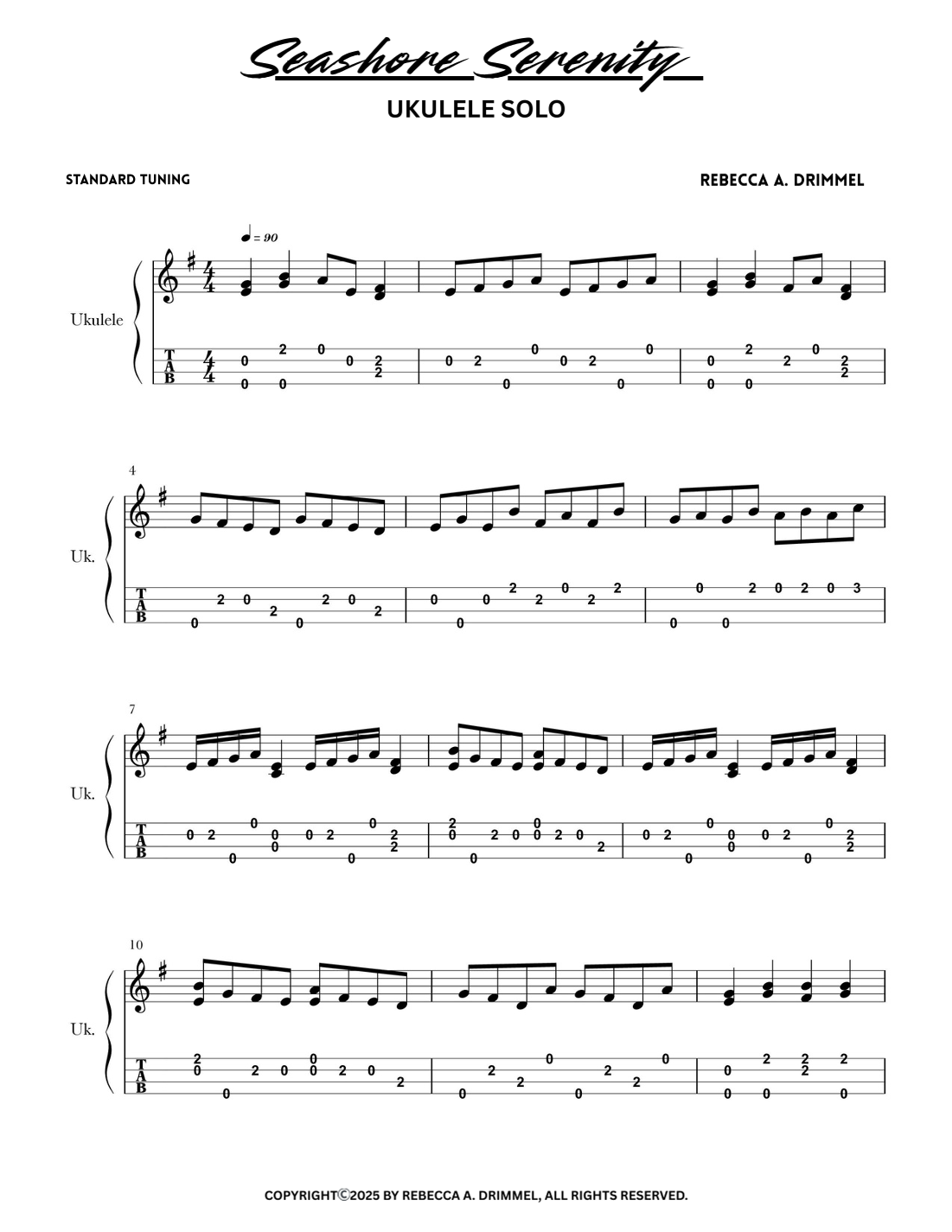Seashore Serenity par Rebecca A. Drimmel Partitions pour Ukelele sur ...