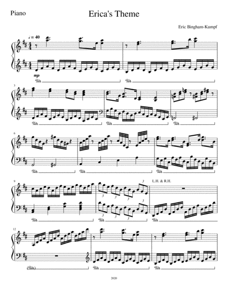 Erica's Theme by Eric Bingham-Kumpf Sheet Music for Piano Solo at Sheet ...