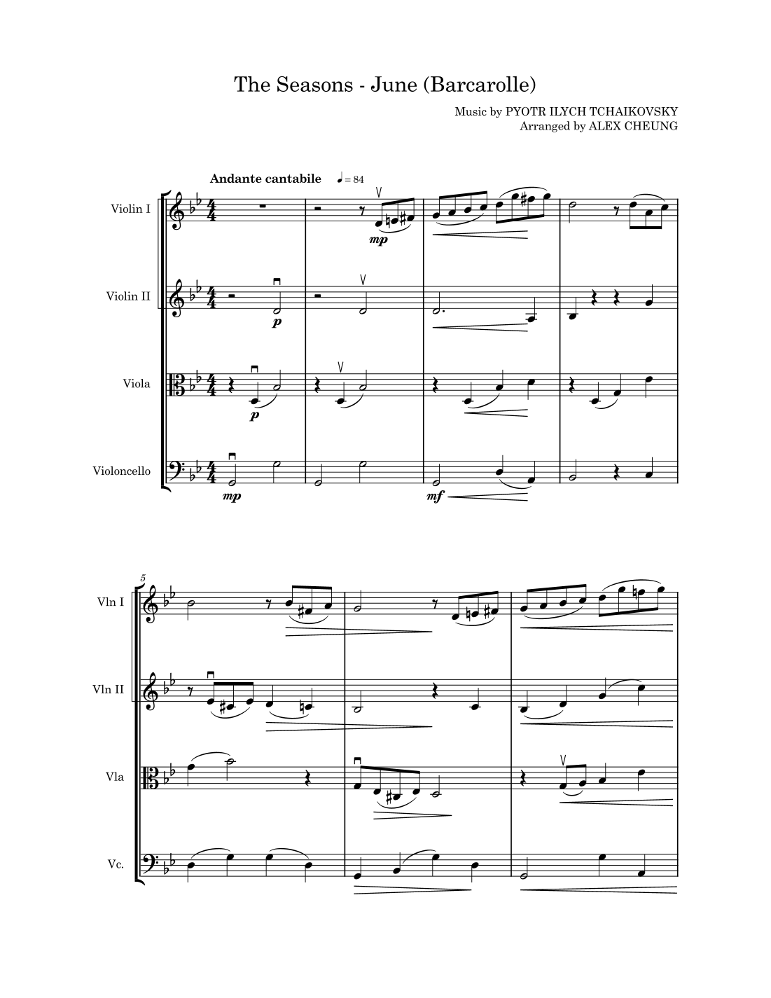 JUNE from "The Seasons" (arr. Alex Cheung) by Pyotr Ilych Tchaikovsky ...