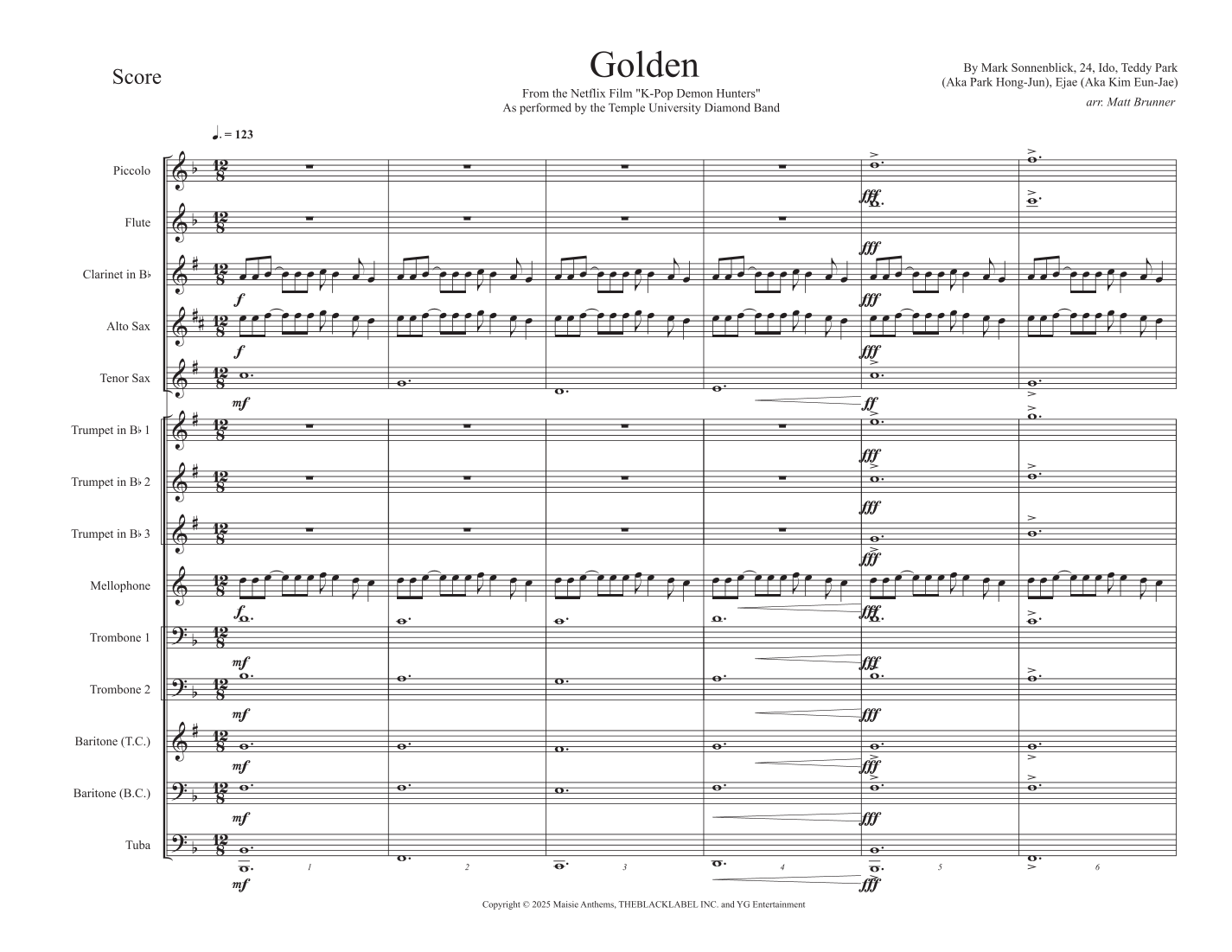 Golden (arr. Matt Brunner) by Huntr/X (Ejae, Audrey Nuna And Rei Ami ...