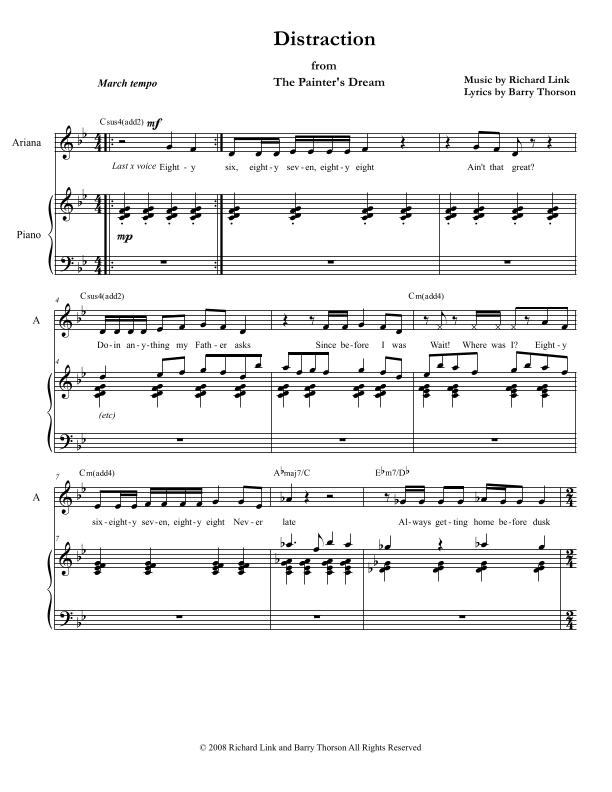 Distraction by Music by Richard Link Lyrics by Barry Thorson Sheet ...