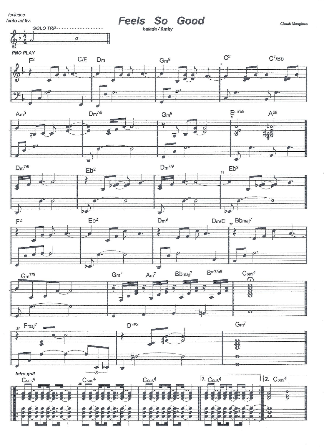Feels So Good (arr. juan carlos esteve / Gran Coda) por Chuck Mangione Partituras para Piano ...