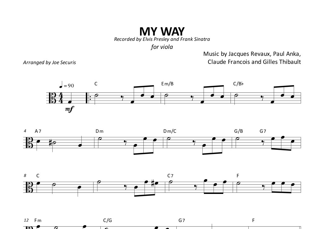 My Way (arr. Joe Securis) par Elvis Presley Partitions pour Alto solo ...